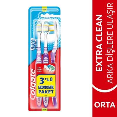 Colgate Extra Clean Dil Temizleyicili Diş Fırçası 2+1 Orta | Kağan ...